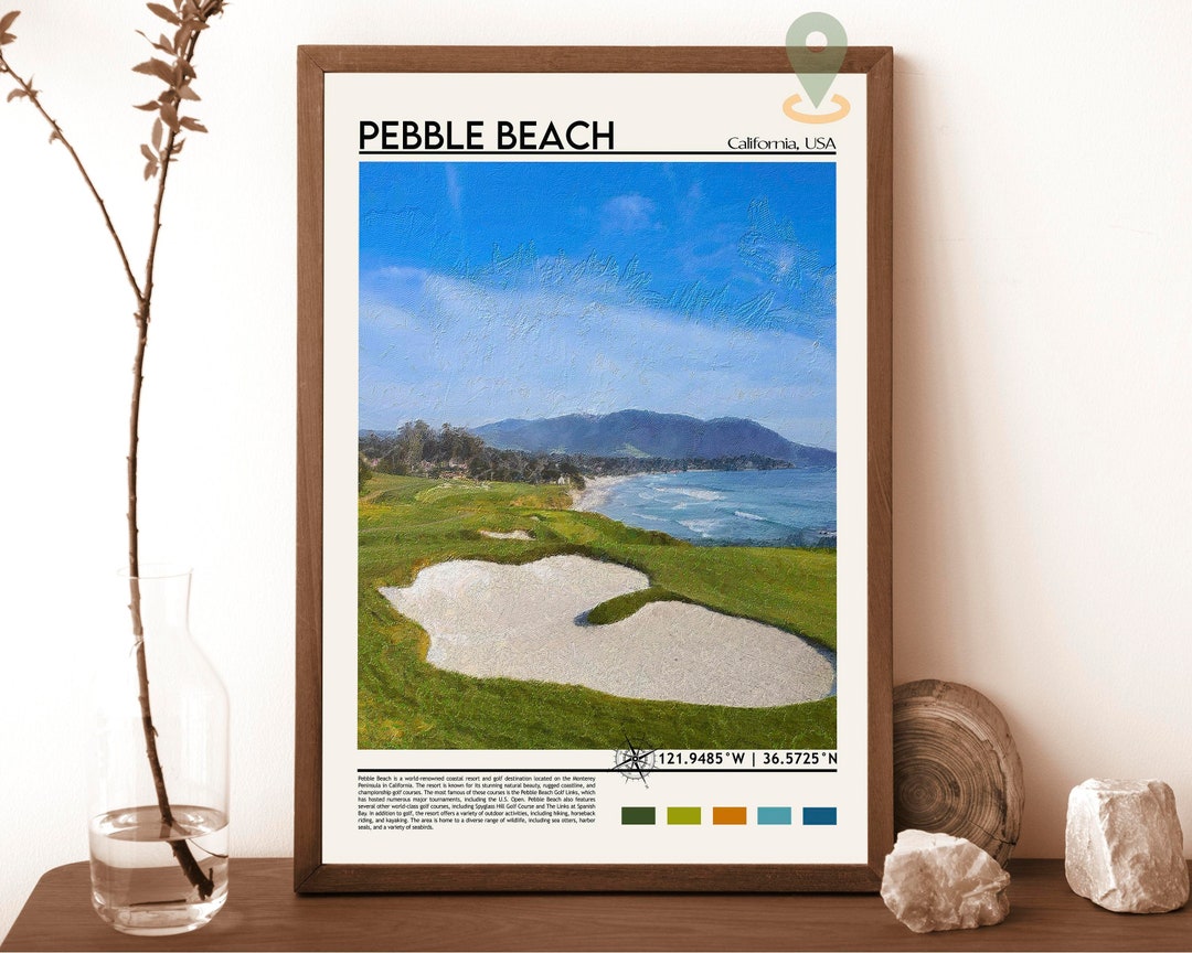 Pebble Beach Print, Pebble Beach Poster, Pebble Beach Art, Pebble Beach ...