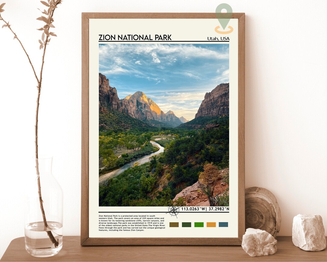 Zion National Park Print, Zion National Park Art, Zion National Park ...