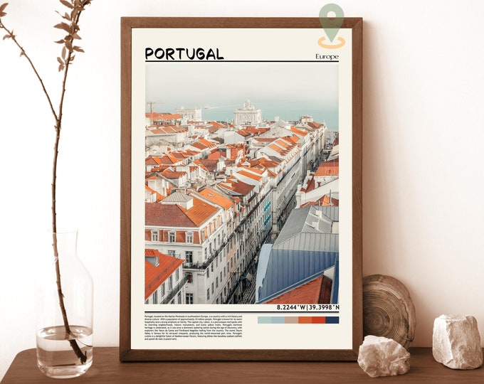 Portugal Art Print, Portugal Print, Portugal Map Art, Portugal Wall Art ...