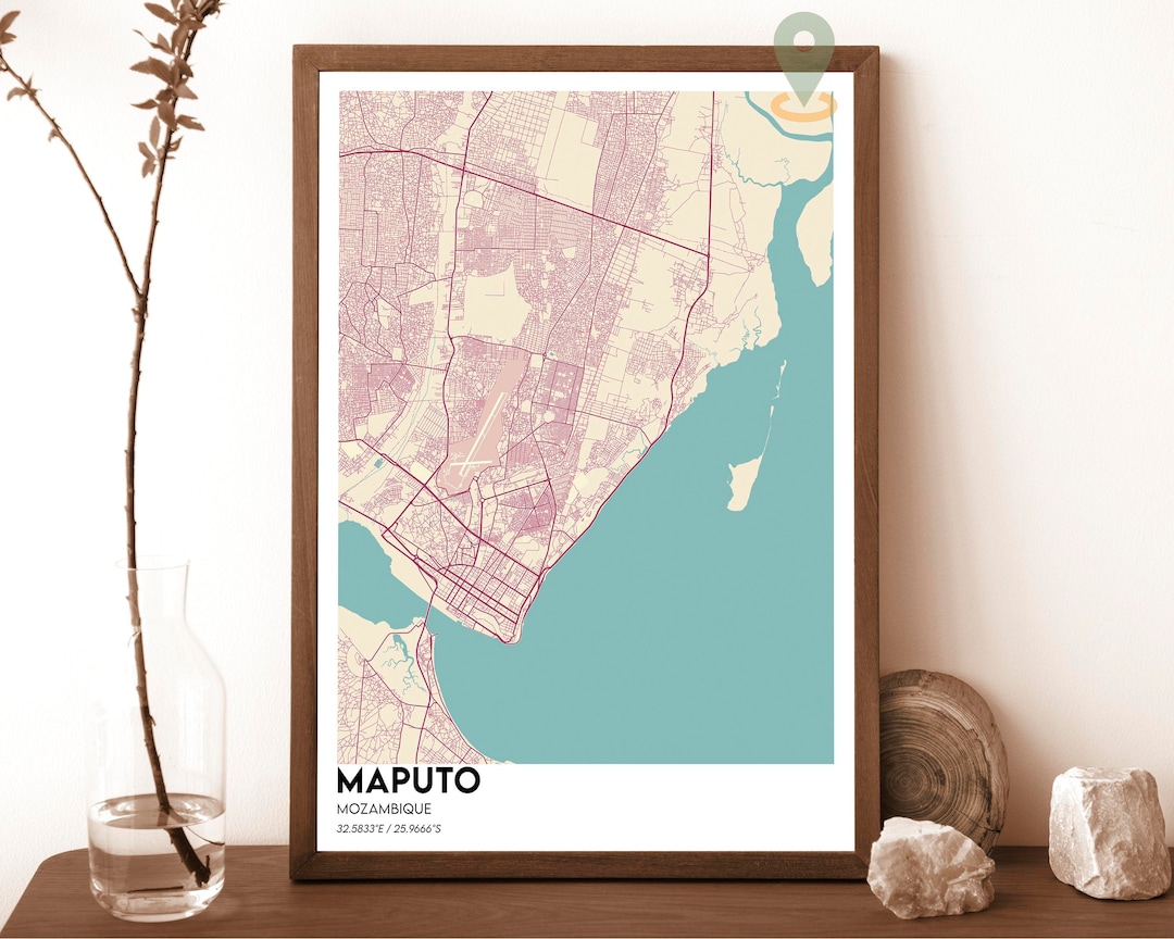 Mapa de Maputo, Impresión de mapas de Maputo, Mapa personalizado de ...