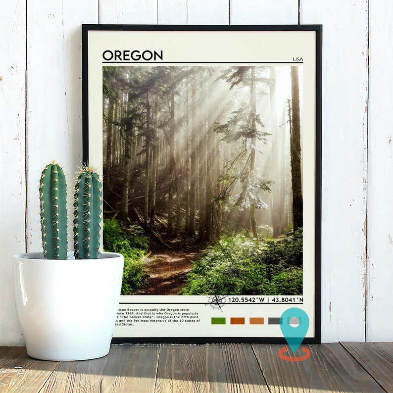 Oregon Travel Poster Oregon Print Oregon Wall Art Oregon - Etsy