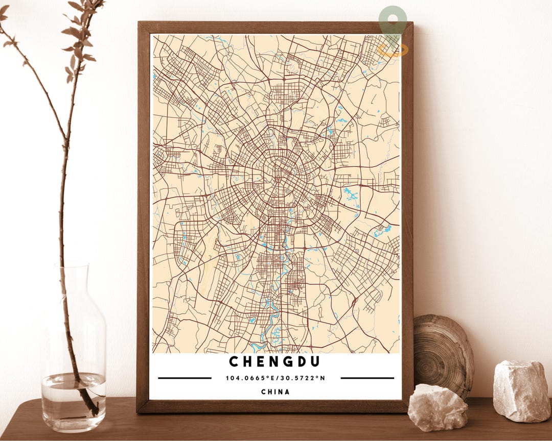 Chengdu Map, Chengdu Map Print, Chengdu Wall Art, Chengdu Travel Poster ...