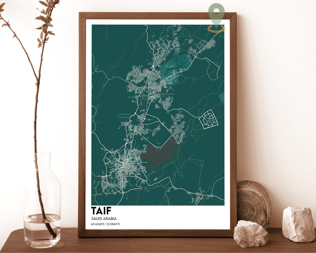 Taif Map, Taif Map Print, Taif Custom Map, Taif City Map, Taif Travel ...