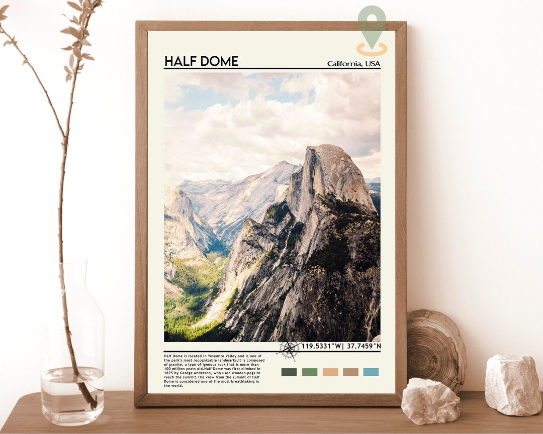 Half Dome Print, Vintage Poster, Half Dome Art, Half Dome Poster, Half ...