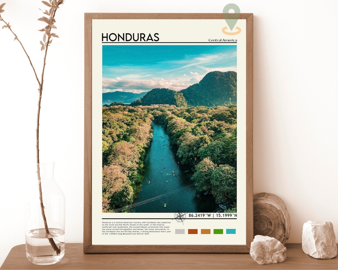 Honduras Print, Vintage Poster, Honduras Wall Art, Honduras Digital ...