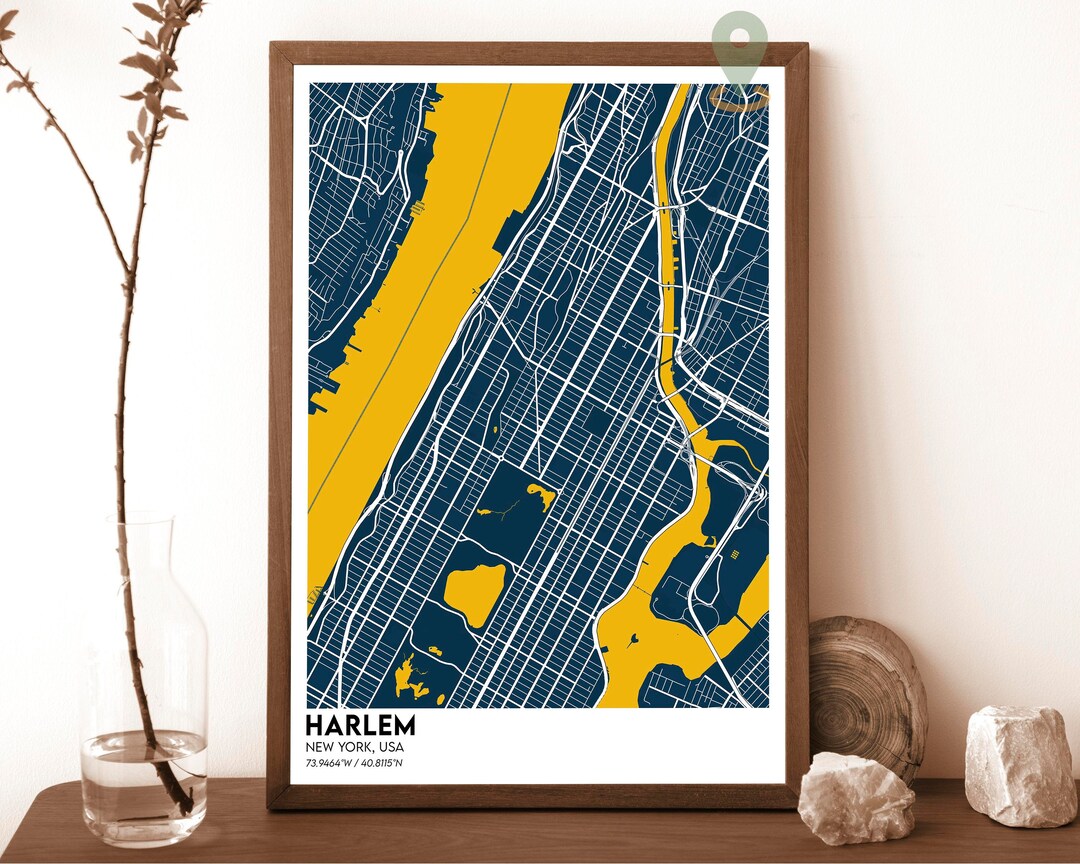 Mapa de Harlem, impresión del mapa de Harlem, mapa personalizado de ...
