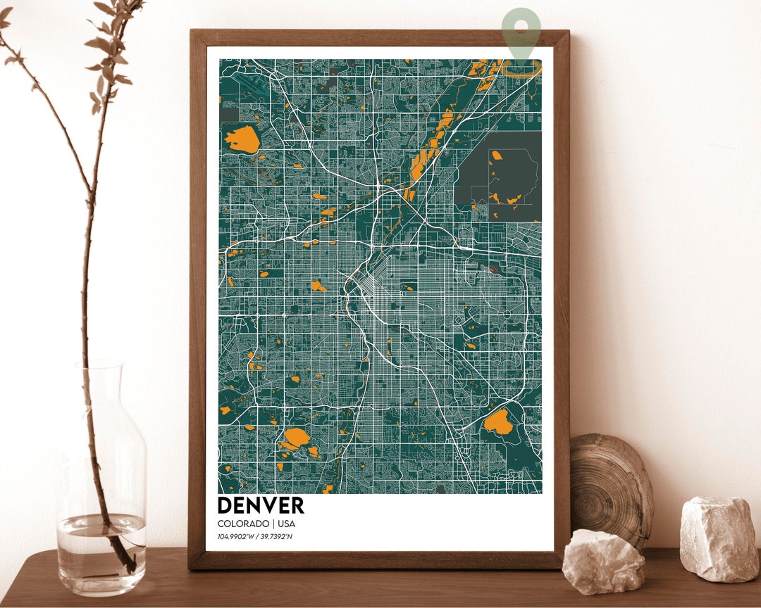Denver Map , Denver Map Print, Denver Personalized Map, Denver Wall Art ...