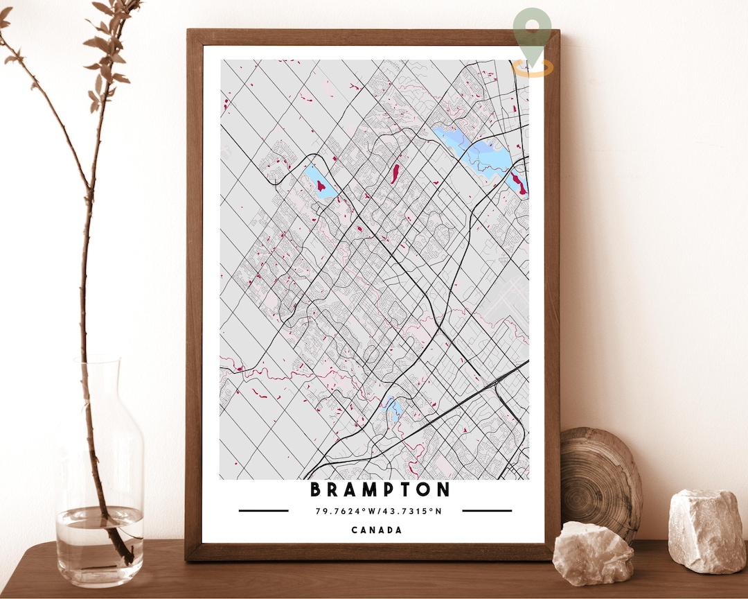 Brampton Map, Brampton Map Print, Brampton Wall Art, Brampton Travel Poster, Brampton Poster ...