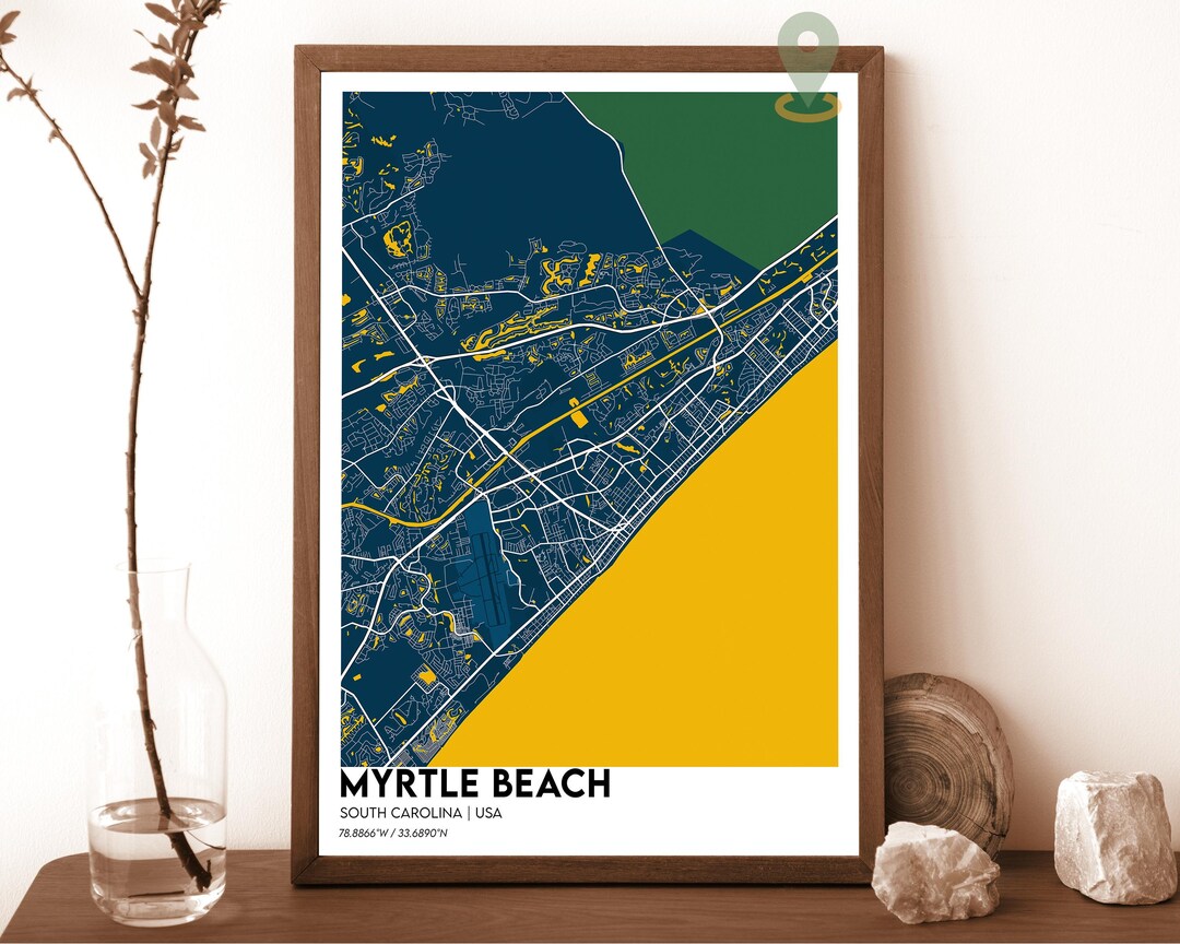 Myrtle Beach Map Poster, Myrtle Beach Map Print, Myrtle Beach ...
