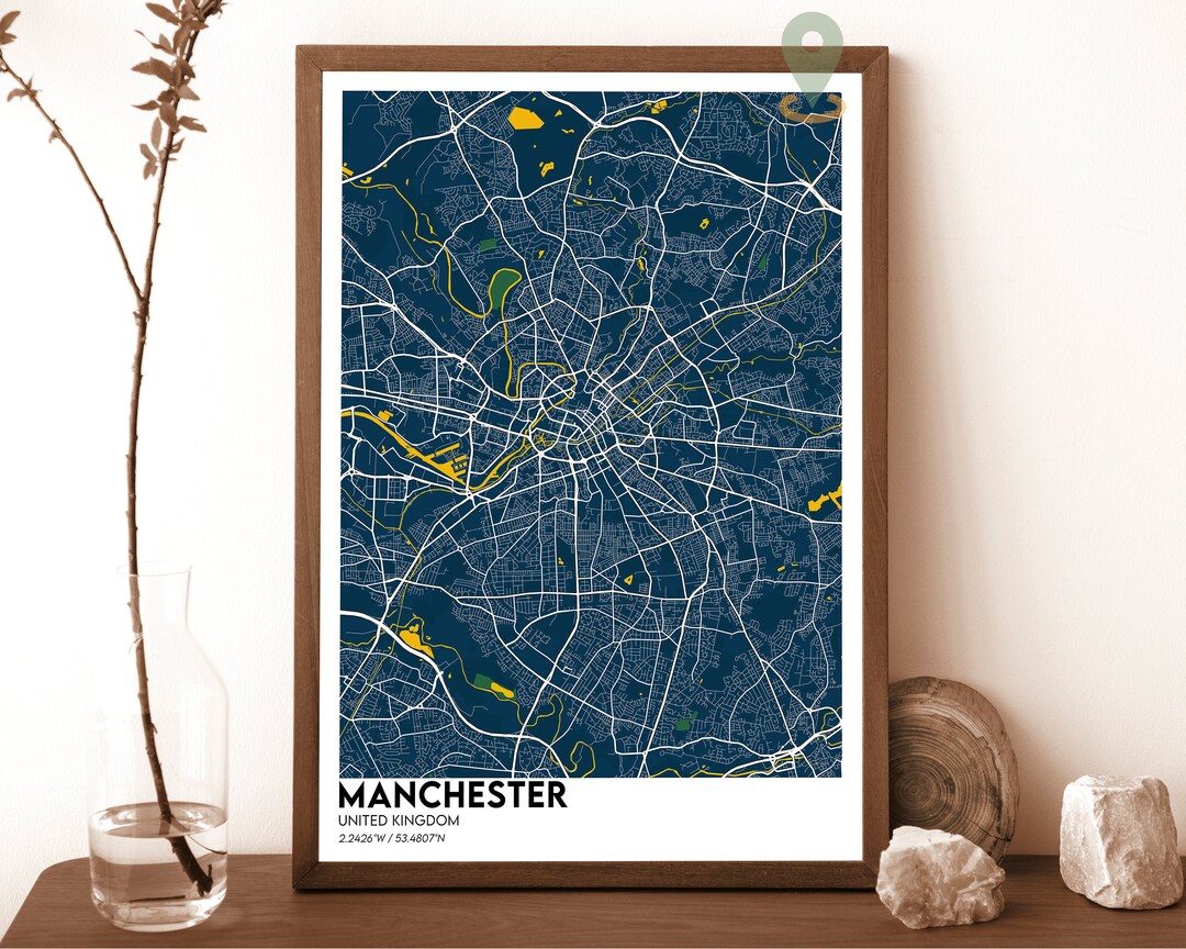 Manchester Map , Manchester Map Print, Manchester City Map, Manchester ...
