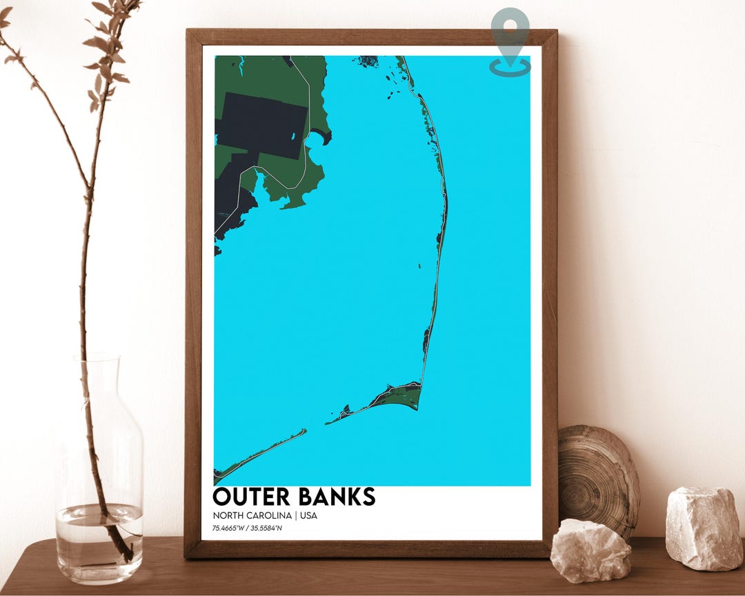 Outer Banks Map, Outer Banks Map Print, Outer Banks Personalized Map ...