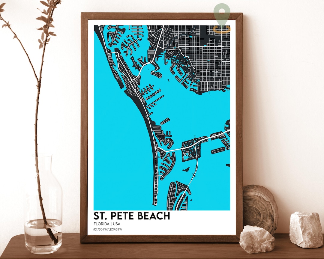 St. Pete Beach Map, St. Pete Beach Map Print, St. Pete Beach Personalized Map, St. Pete Beach ...