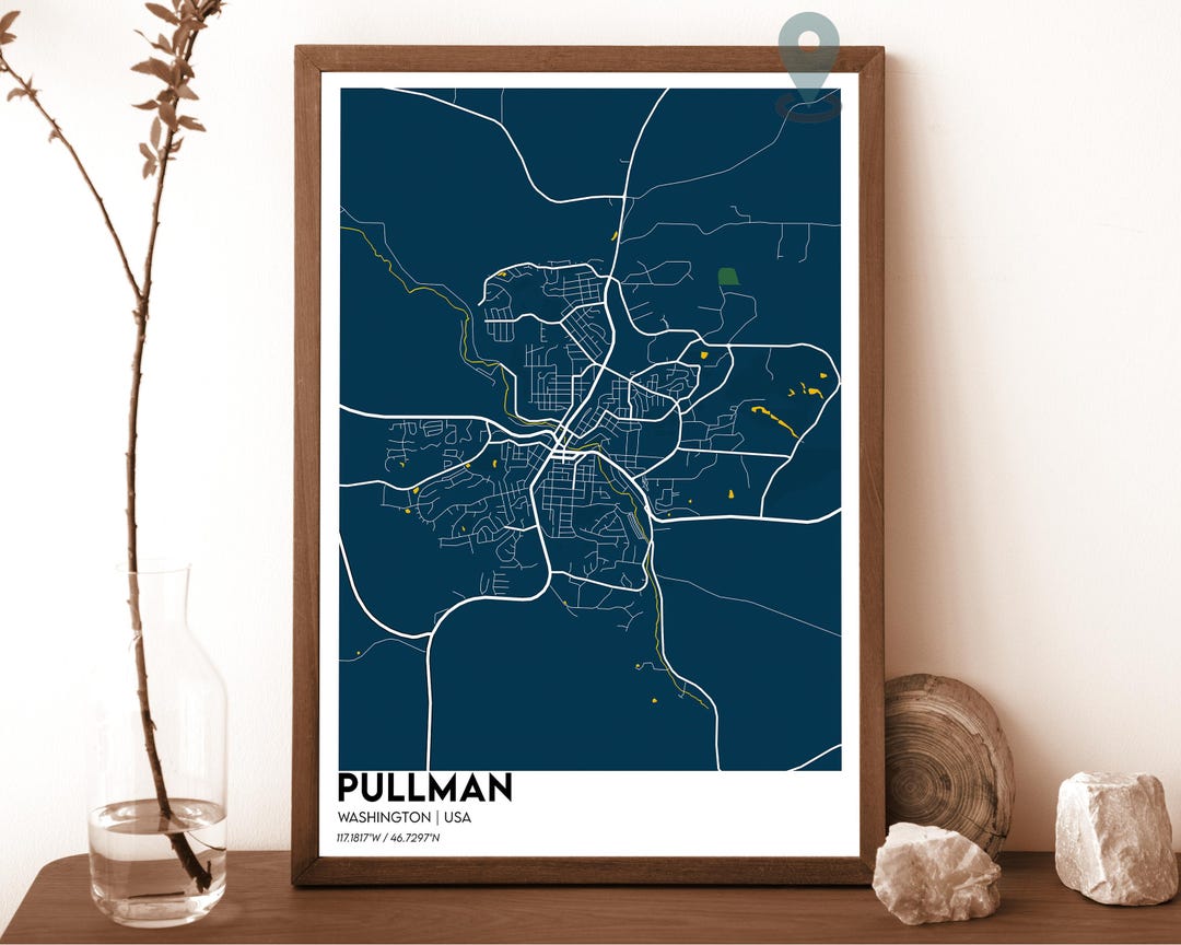 Pullman Map, Pullman Map Print, Pullman Personalized Map, Pullman City ...