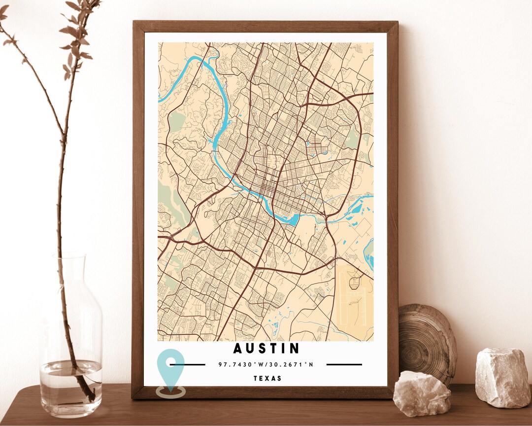 Austin Map, Austin Map Print, Austin Wall Art, Austin Travel Poster ...