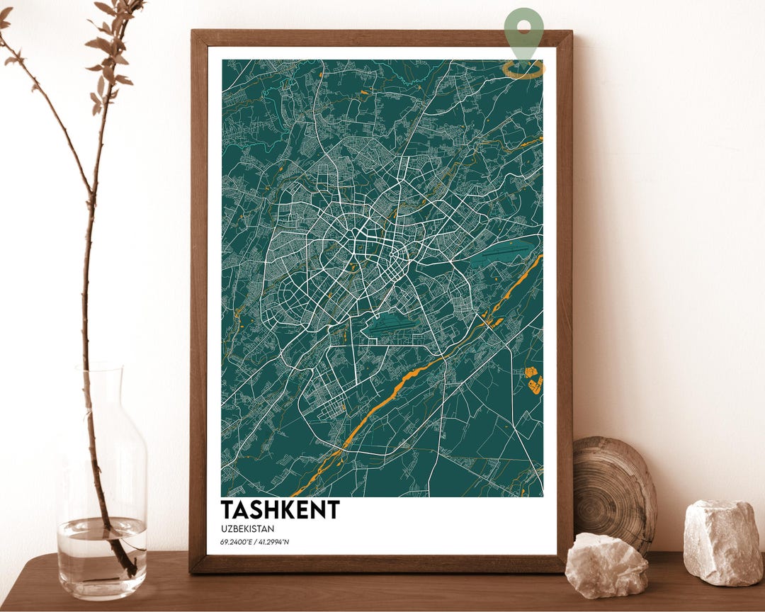Tashkent Map, Tashkent Map Print, Tashkent Custom Map, Tashkent City ...