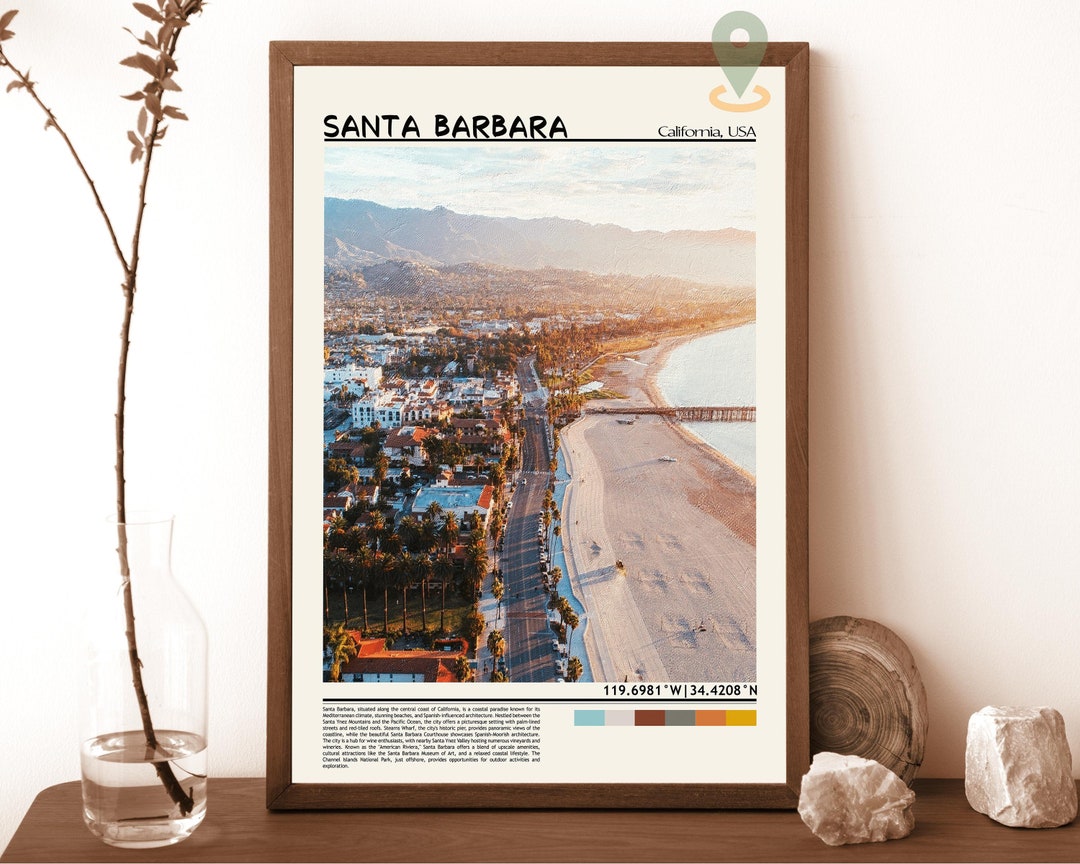 Santa Barbara Print, Santa Barbara Wall Art, Santa Barbara Poster ...