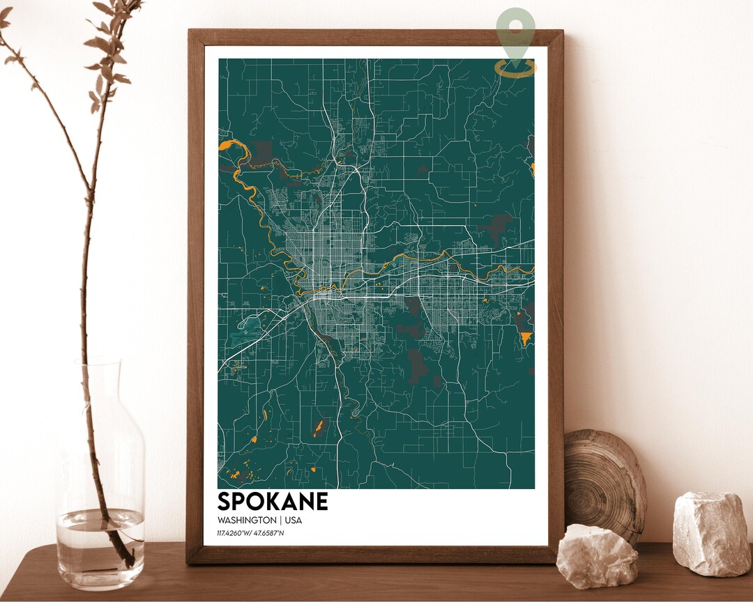 Spokane Map, Spokane Map Print, Spokane Personalized Map, Spokane City ...