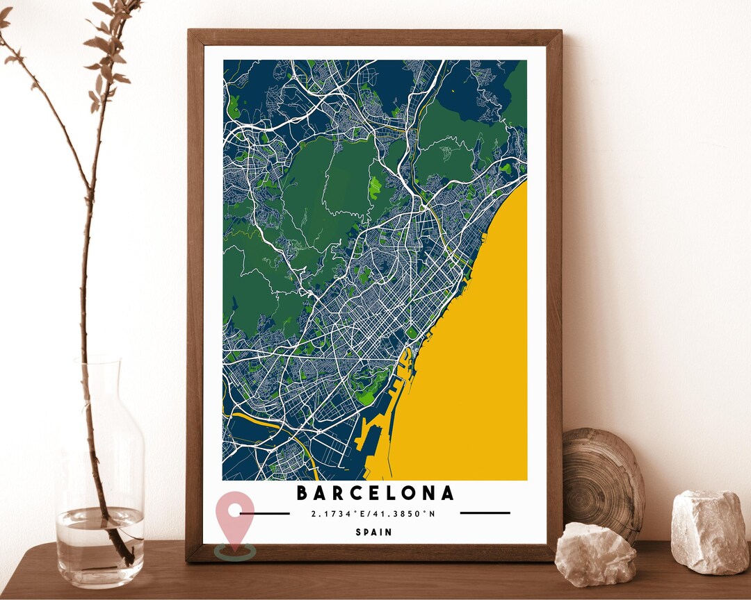 Barcelona Map, Barcelona Map Print, Barcelona Wall Art, Barcelona ...