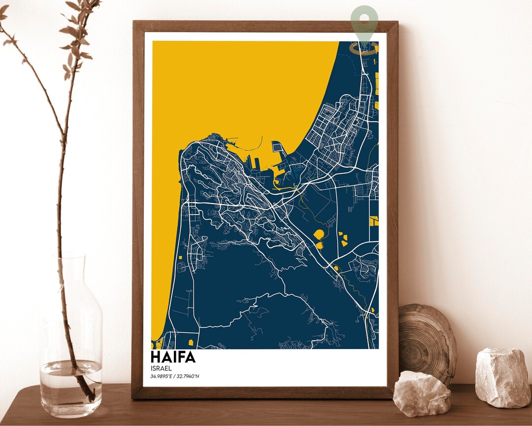 Haifa Map , Haifa Map Print, Haifa Personalized Map, Haifa Wall Art ...