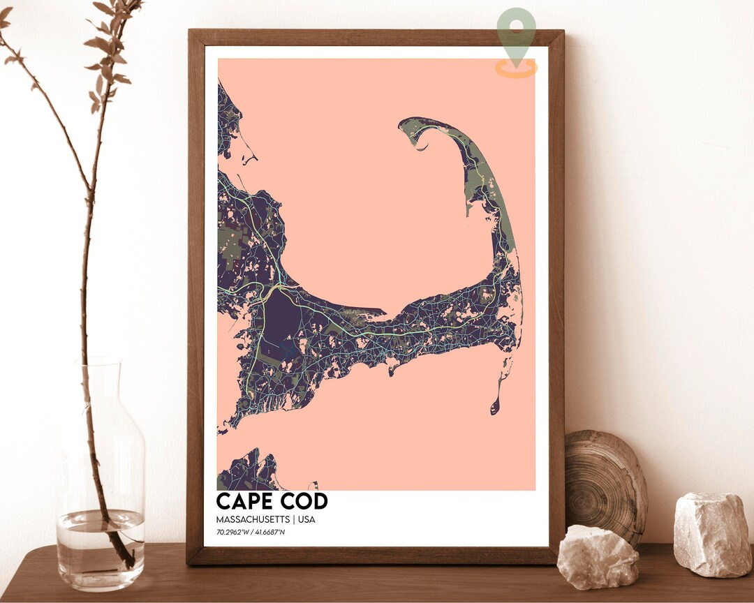Cape Cod Map, Cape Cod Map Print, Cape Cod Personalized Map, Cape Cod ...