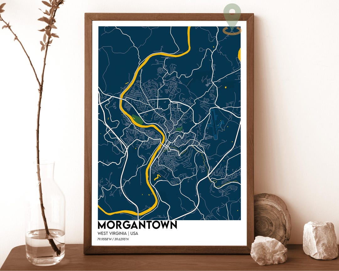 Morgantown Map, Morgantown Map Print, Morgantown Print Personalized Map ...