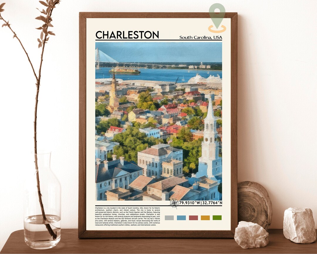 Charleston Print, Charleston Poster, Charleston Travel, Charleston Art ...