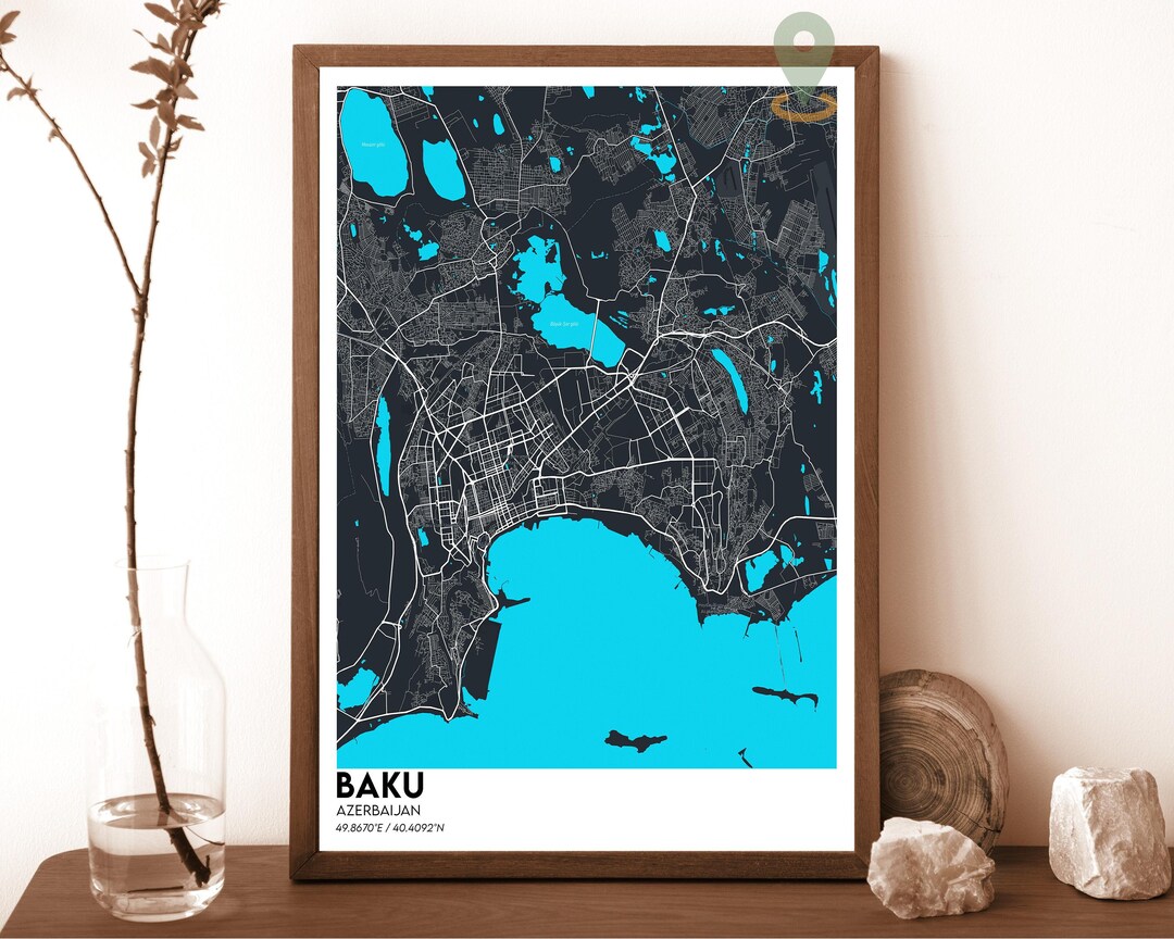 Baku Map , Baku Map Print, Baku Personalized Map Art, Baku Wall Art ...
