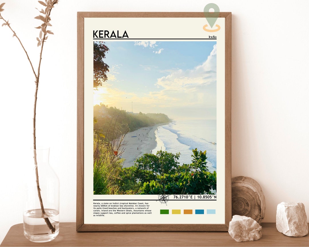 Kerala Print, Vintage Poster, Kerala Wall Art, Kerala Poster, Kerala ...