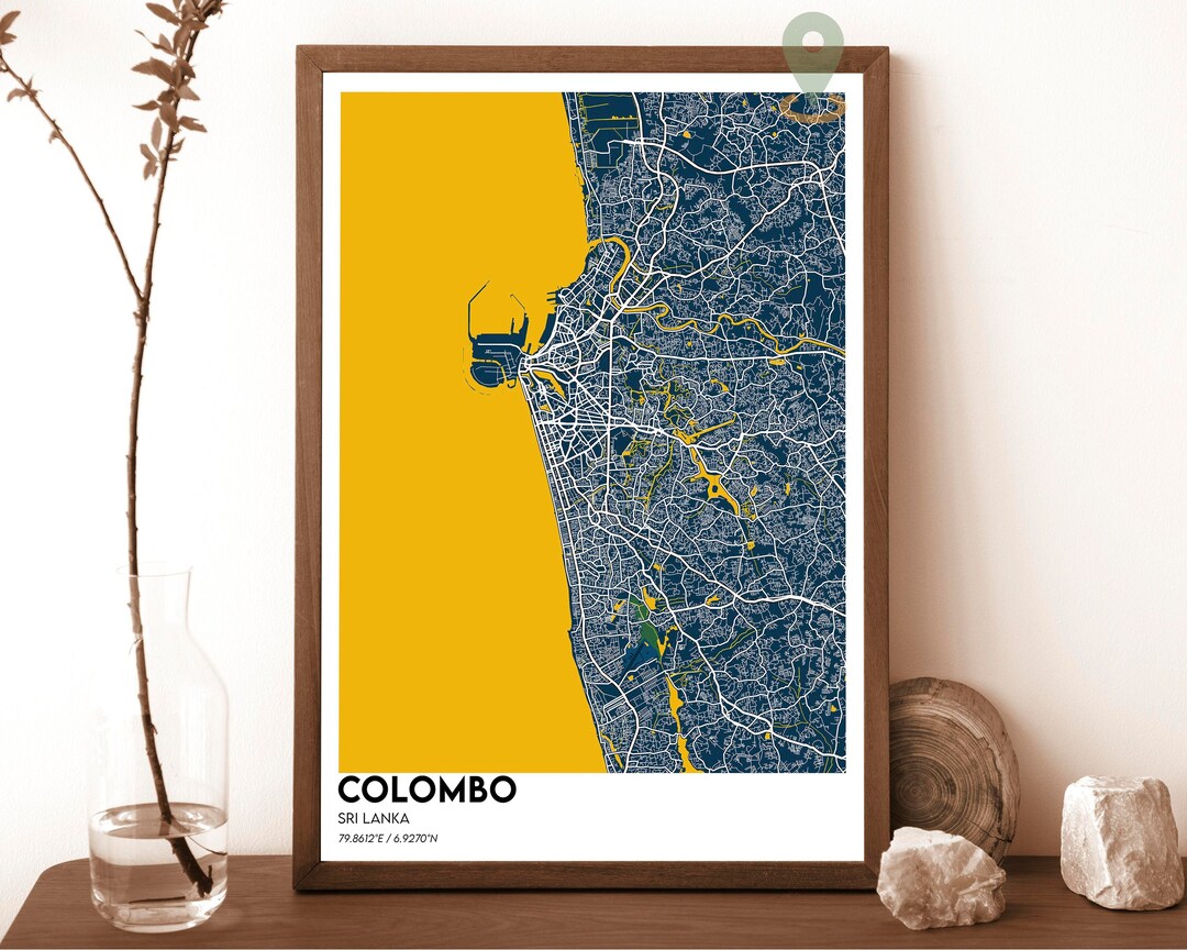 Colombo Sri Lanka, Colombo Map, Colombo Map Print, Colombo Gift ...
