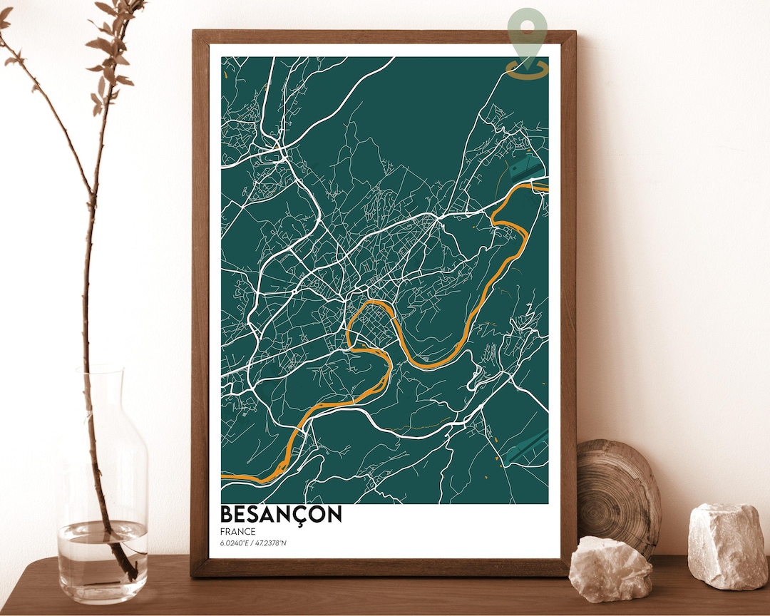 Besançon Map , Besançon Map Print, Besançon Personalized Map Art ...