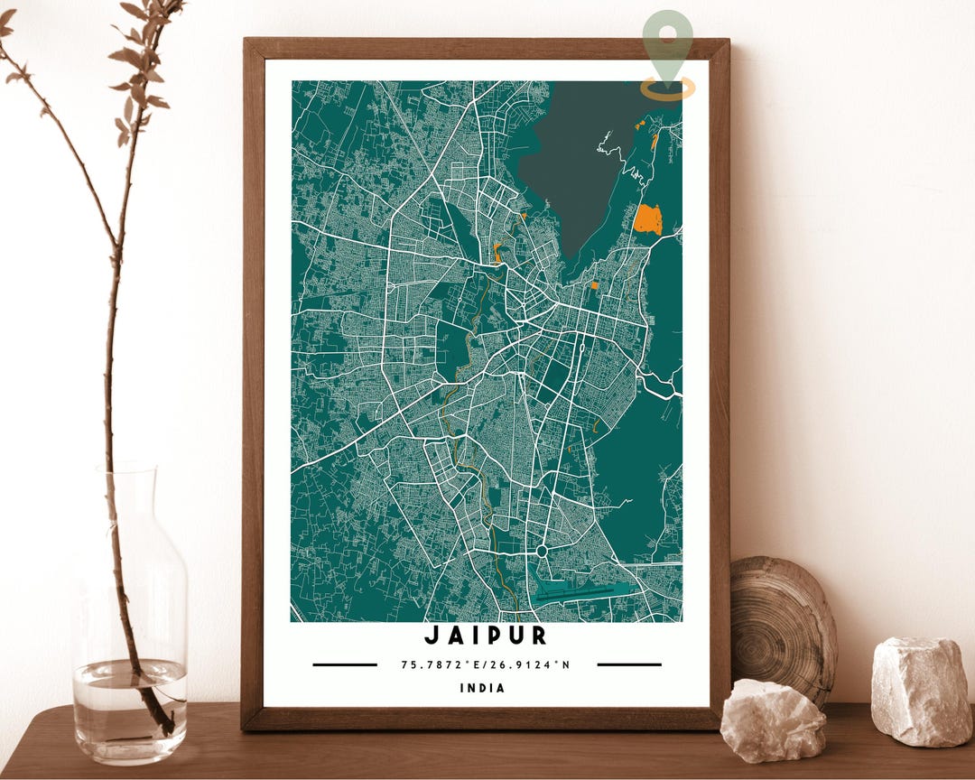 Jaipur Map, Jaipur Map Print, Jaipur Wall Art, Jaipur Travel Poster ...