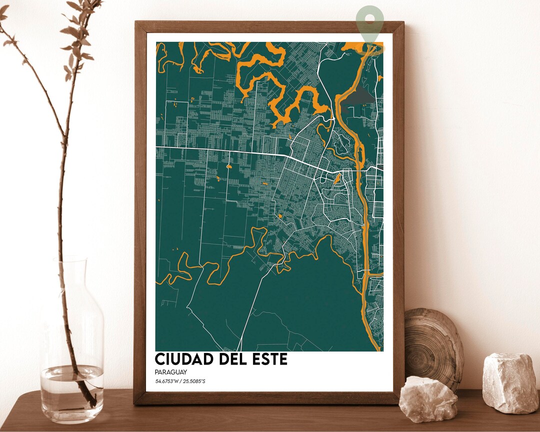 Ciudad Del Este Map, Ciudad Del Este Map Print, Ciudad Del Este Gift ...