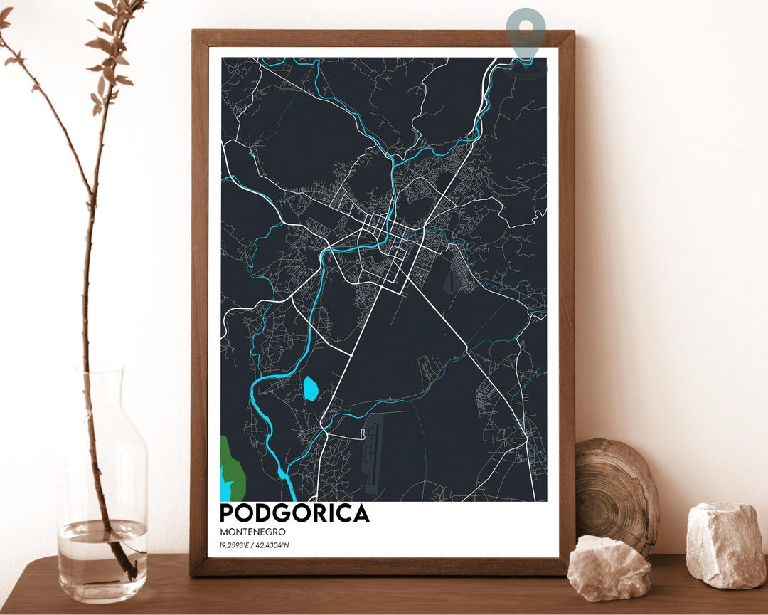 Mapa de Podgorica, Mapa de Podgorica Impresso, Mapa Personalizado de ...