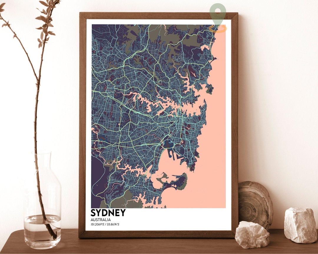 Sydney Map , Sydney Map Print, Sydney City Map, Sydney Wall Art, Sydney ...