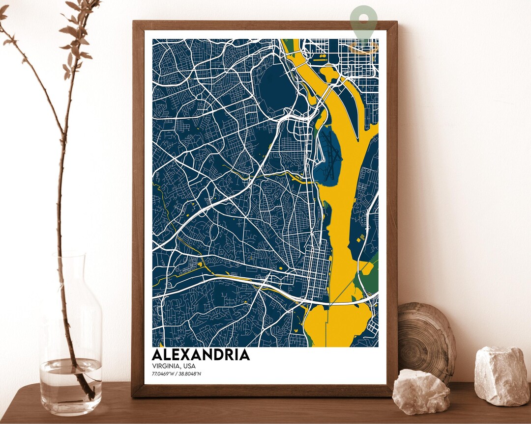 Alexandria Map , Alexandria Map Print, Alexandria Personalized Map Art ...