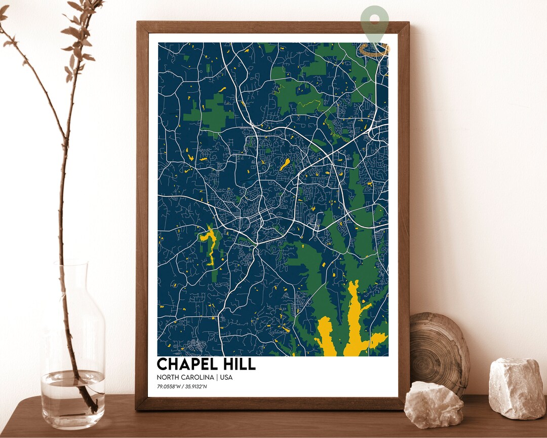 Chapel Hill Map, Chapel Hill Map Print, Chapel Hill Personalized Map ...