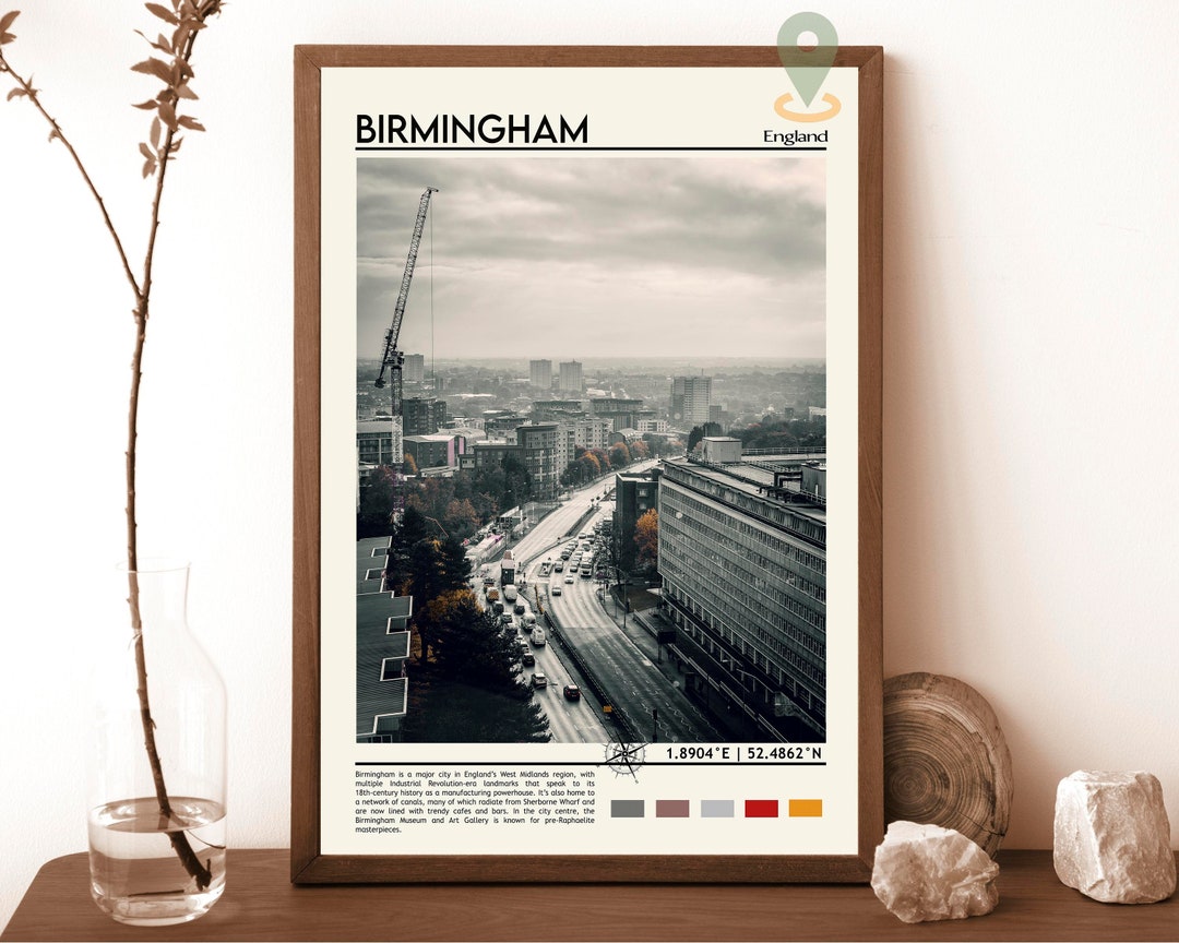 Birmingham Print, Birmingham Poster, Birmingham Wall Art, Birmingham ...