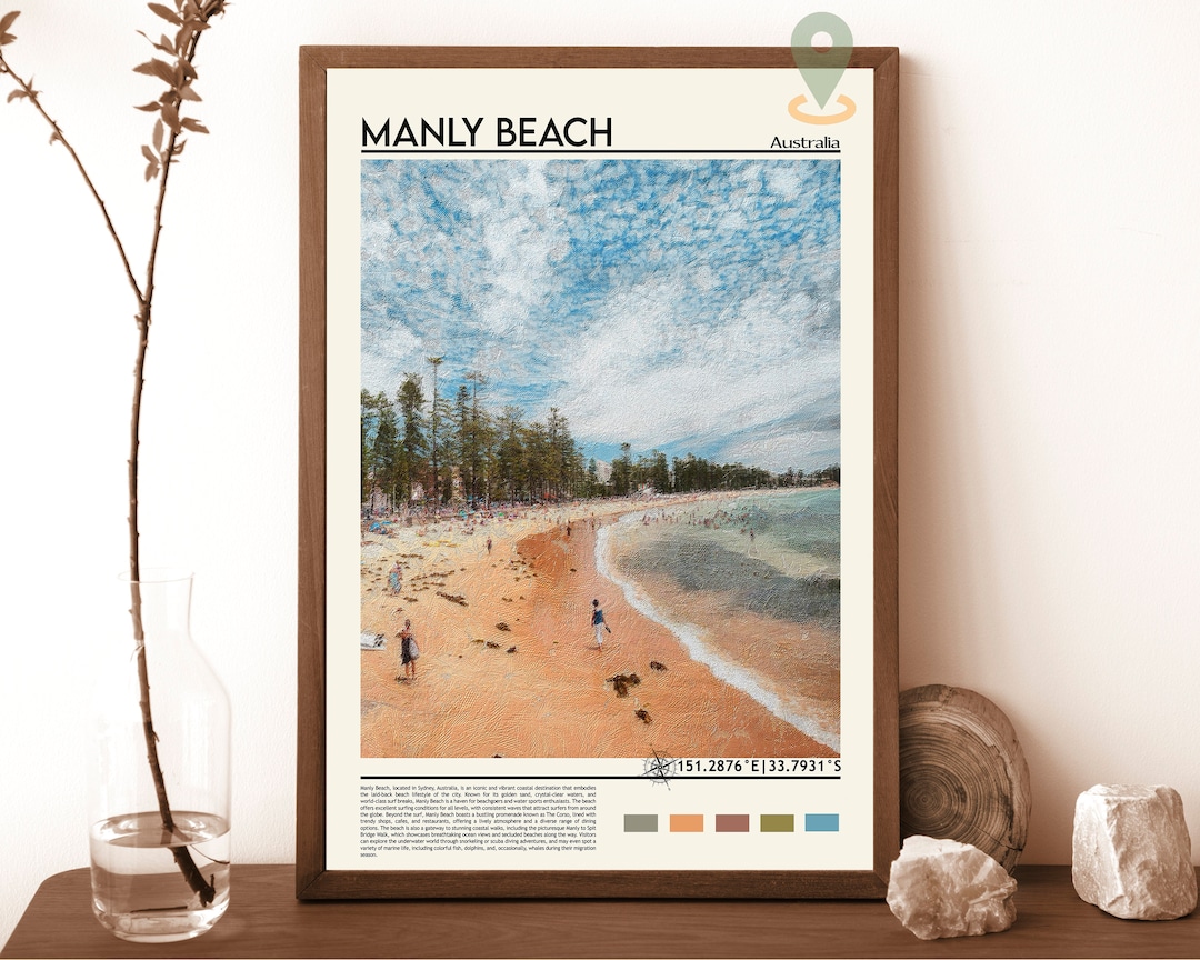 Manly Beach Print, Manly Beach Poster, Manly Beach Wall Art, Manly ...