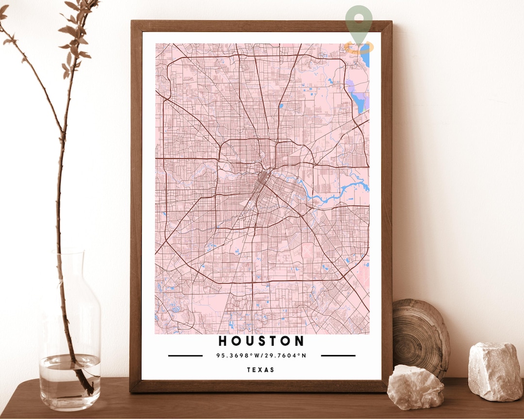 Houston Map, Houston Map Print, Houston Personalized Map, Houston Wall ...