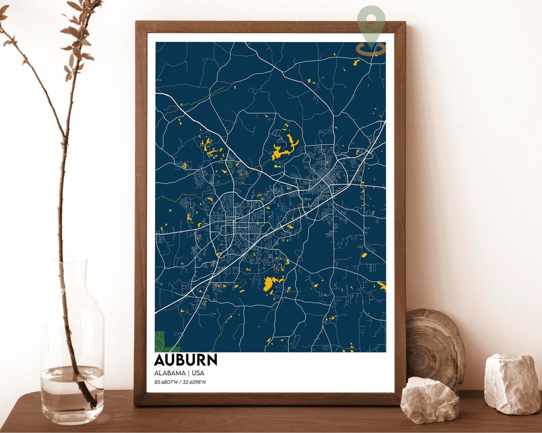 Auburn Map, Auburn Map Print, Auburn Personalized Map, Auburn Wall Art ...
