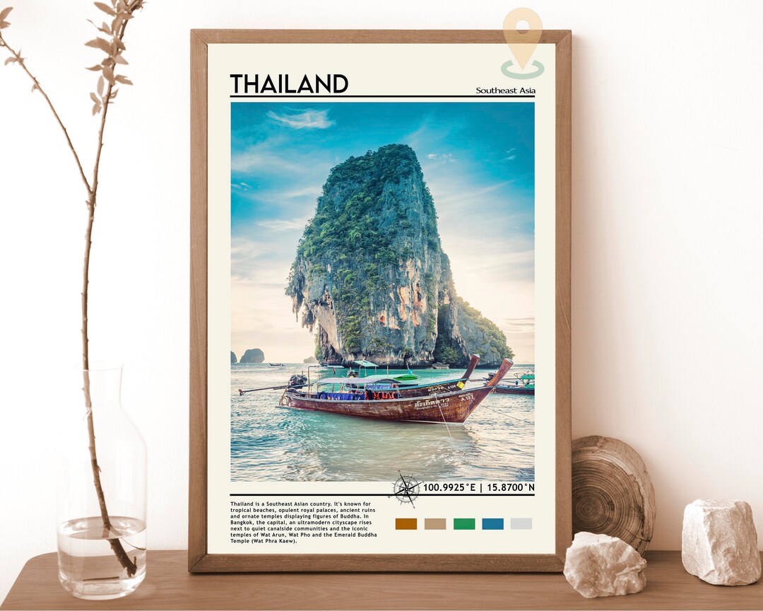 Thailand Print, Vintage Poster, Thailand Wall Art, Thailand Digital ...