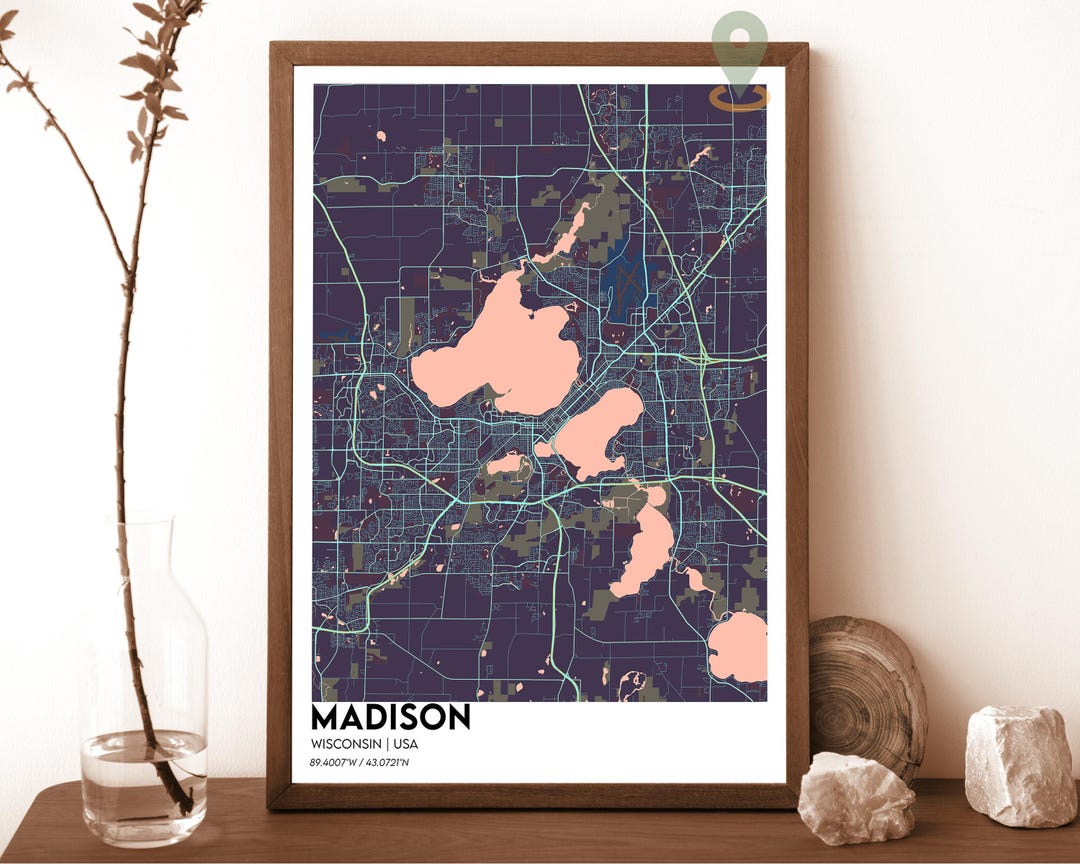 Madison Map, Madison Map Print, Madison Personalized Map, Madison Wall ...