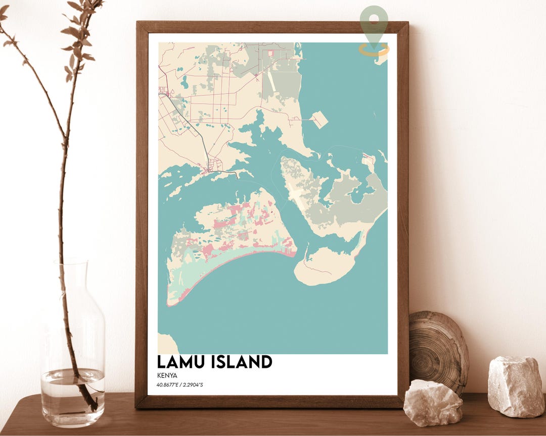 Lamu Map, Lamu Map Print, Lamu Wall Art, Lamu Travel Poster, Lamu ...