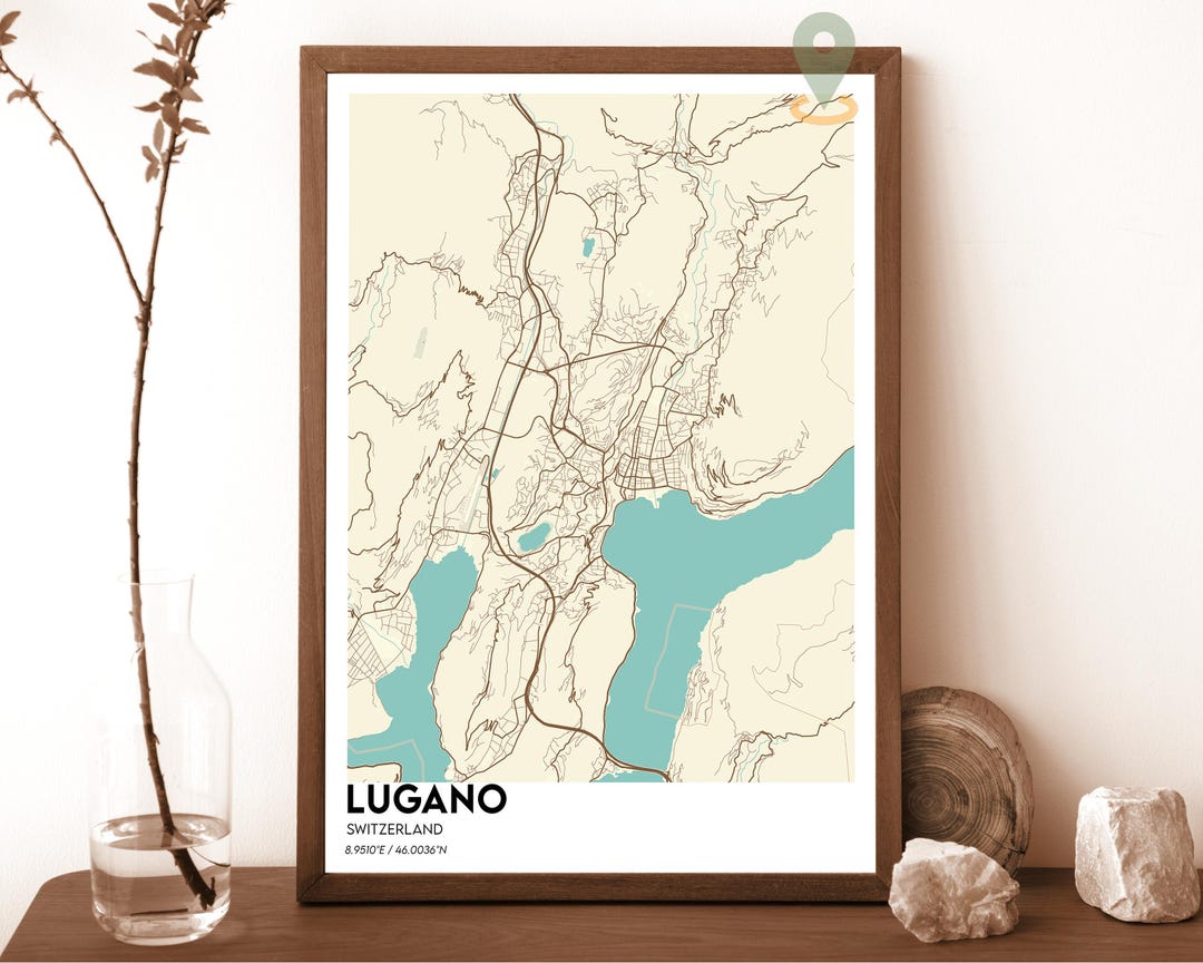Lugano Map, Lugano Map Print, Lugano Personalized Map, Lugano Wall Art ...
