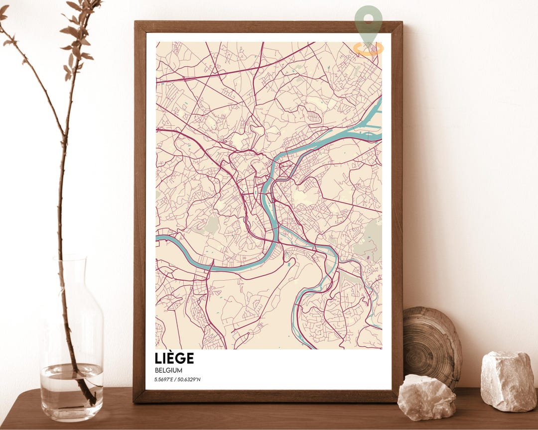 Liege Map, Liege Map Print, Liege Wall Art, Liege Travel Poster, Liege ...