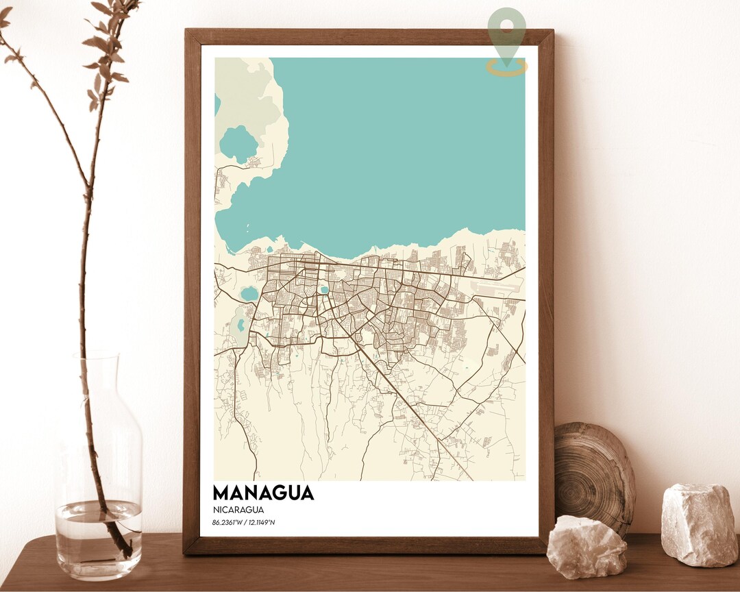 Managua Map, Managua Map Print, Managua Personalized Map, Managua Wall ...