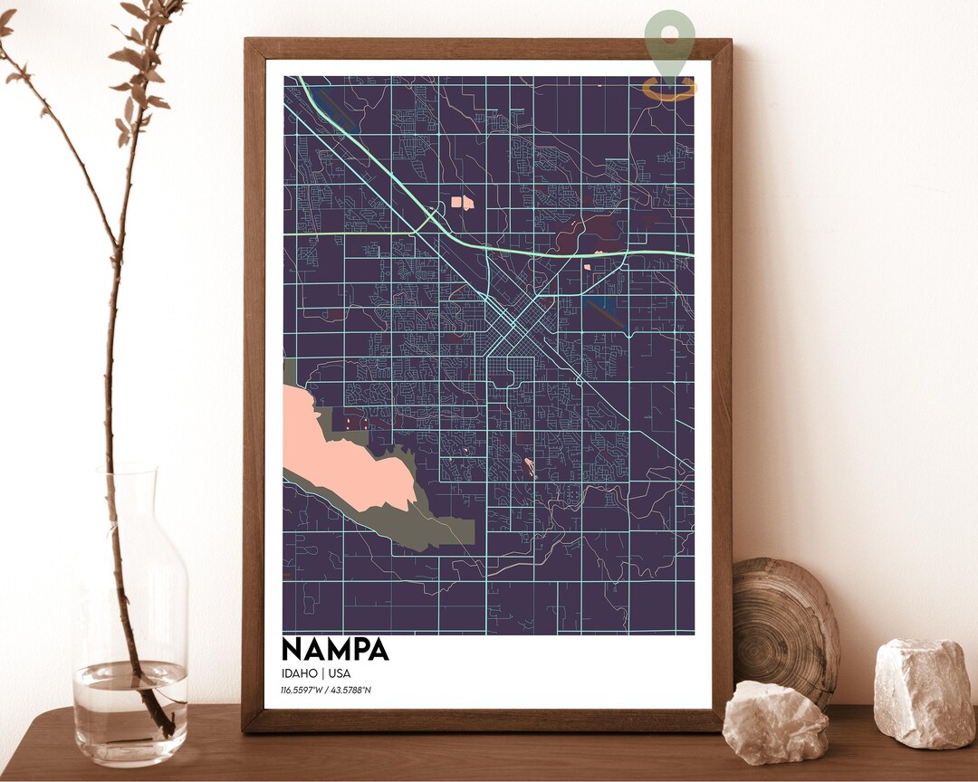 Nampa Map, Nampa Map Print, Nampa Wall Art, Nampa Travel Poster, Nampa ...