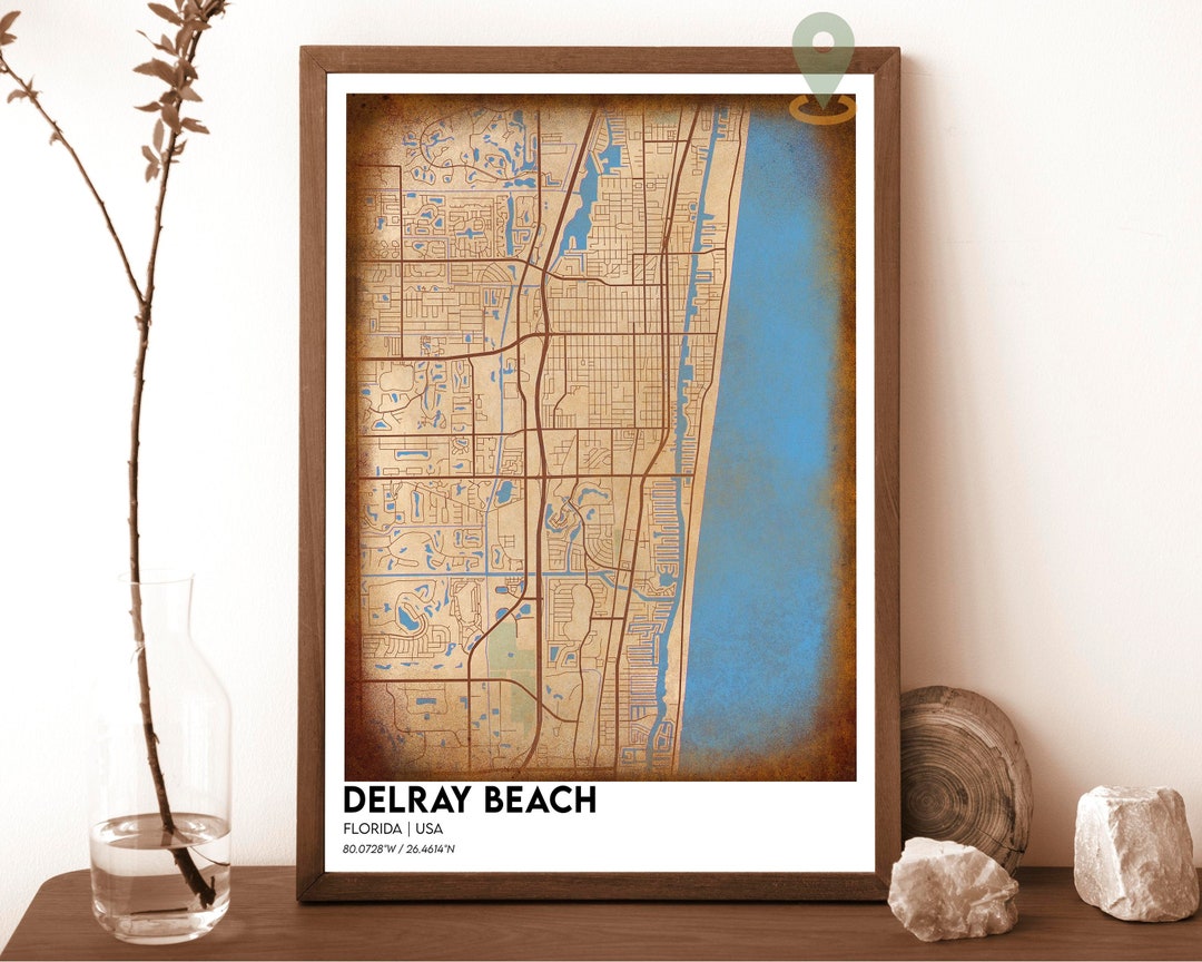 Delray Beach Map , Delray Beach Map Print, Delray Beach Personalized ...