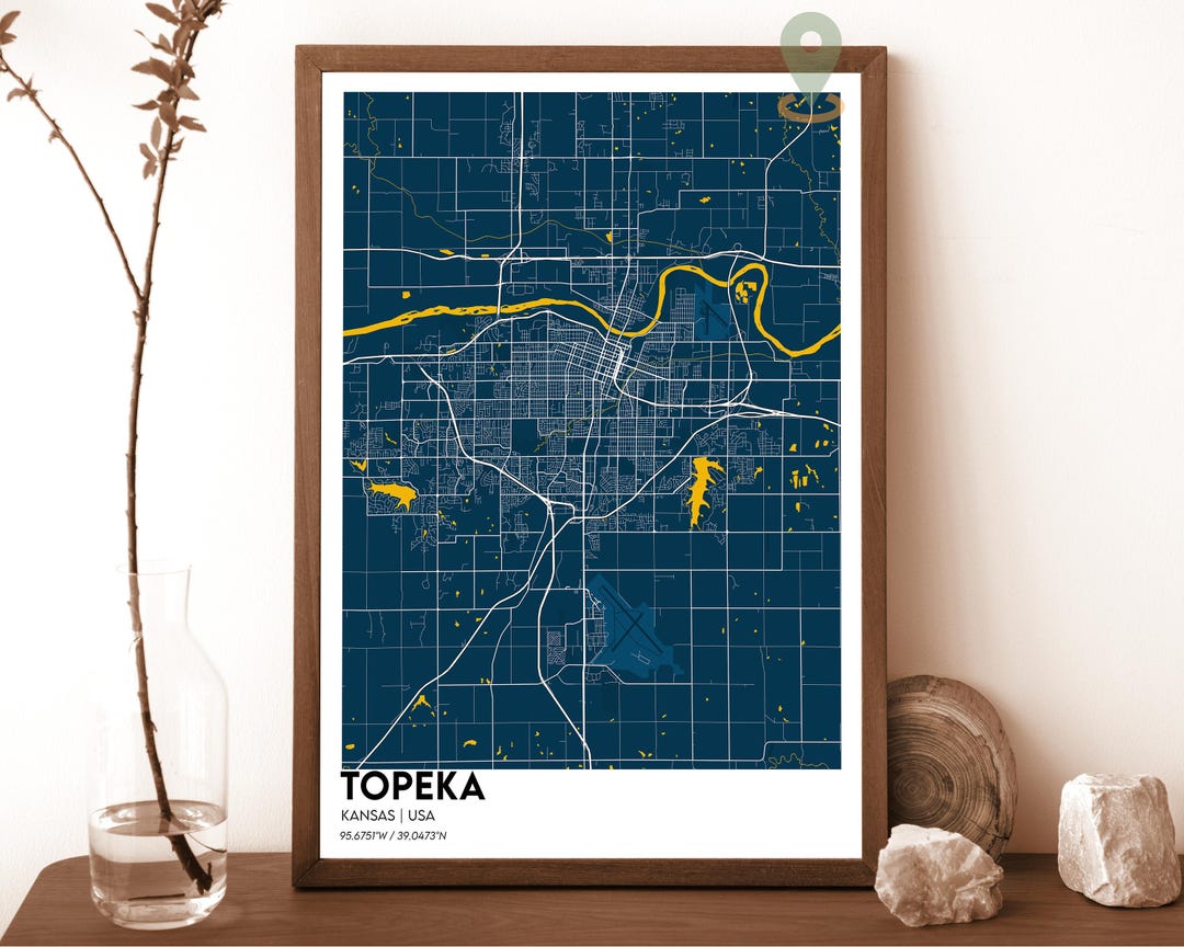 Topeka Map, Topeka Map Print, Topeka Wall Art, Topeka Travel Poster ...