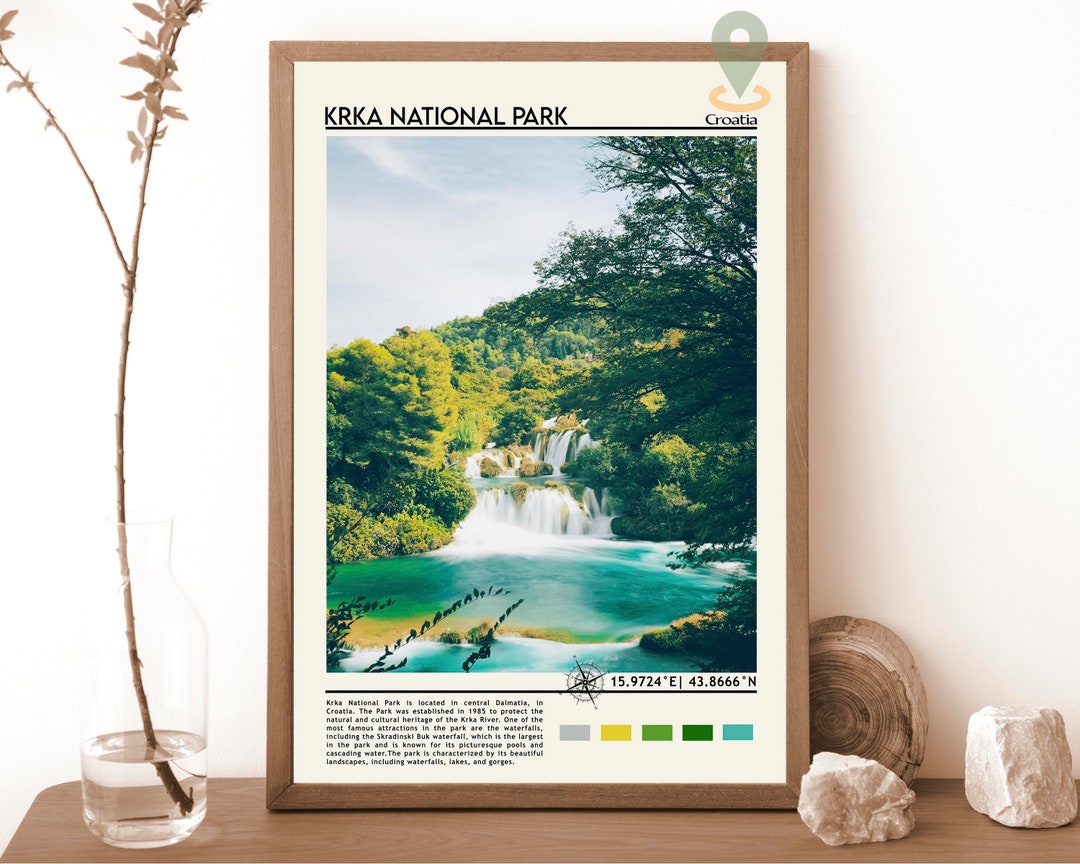 Krka National Park Poster, Croatia Travel Print, Skradinski Buk ...